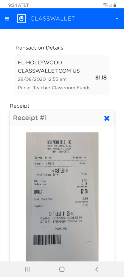 Submitting prepaid card receipts