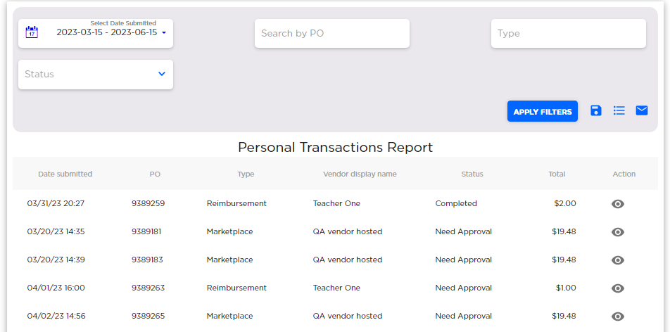 How to check the status of orders submitted (Personal Transactions Report)