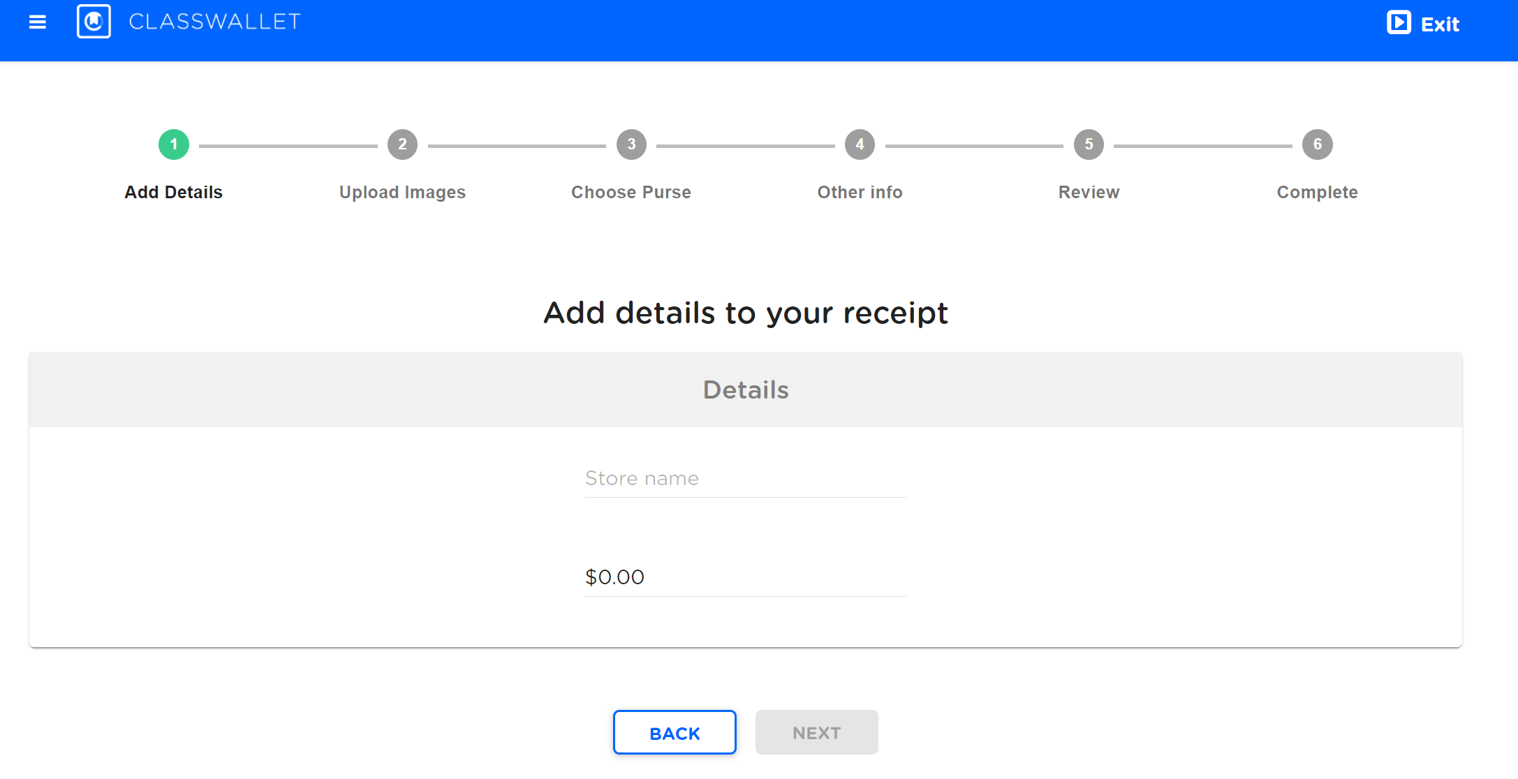 Submitting receipts for reimbursement